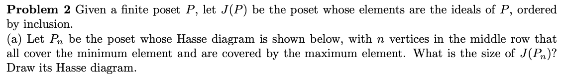 Problem 2 Given a finite poset P, let J(P) be the | Chegg.com