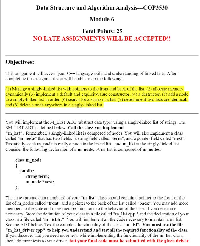 Solved Data Structure and Algorithm Analysis---COP3530 | Chegg.com