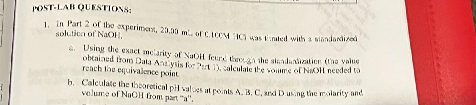 Solved I need help figuring out the theoretical pH values at | Chegg.com