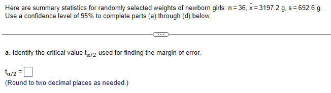 Solved Here are summary statistics for randomly selected | Chegg.com