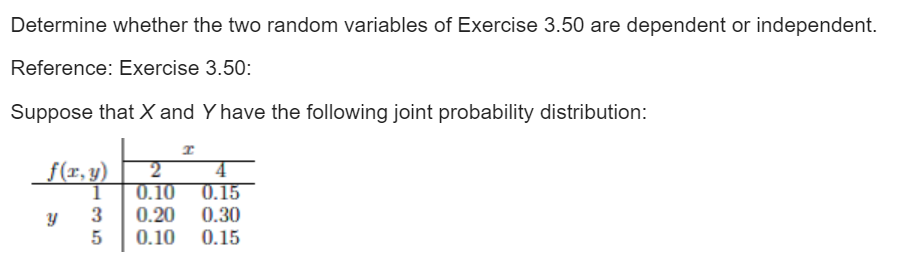 Solved Determine whether the two random variables of | Chegg.com