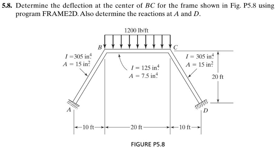 Solved 8.8. Determine the deflection at the center of BC for | Chegg.com