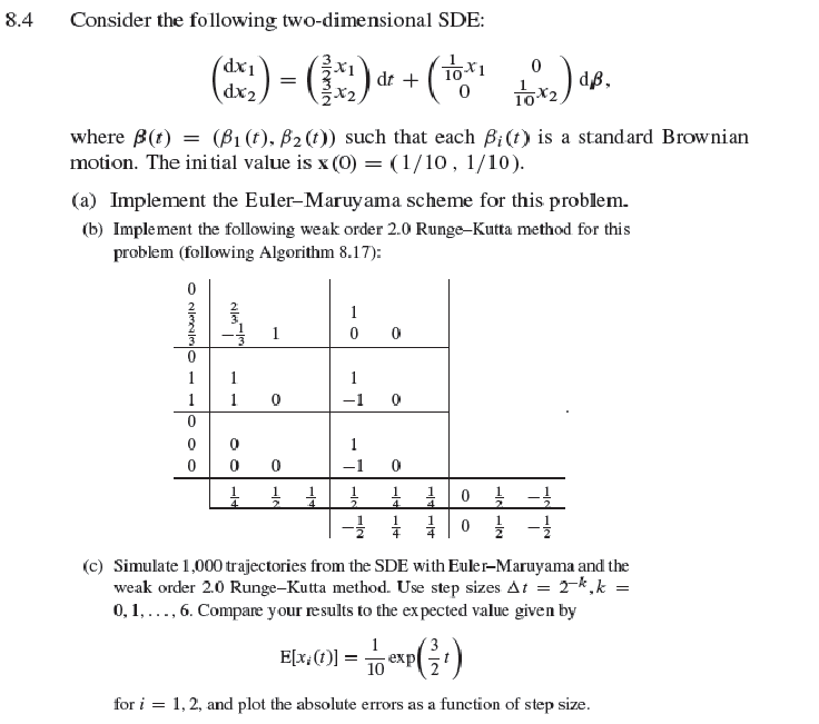4 Consider the following two-dimensional SDE: (dx1 | Chegg.com