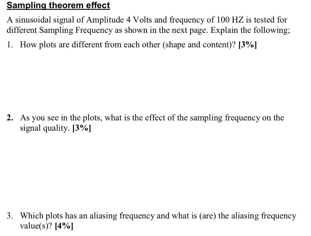 Solved Sampling Theorem Effect A Sinusoidal Signal Of