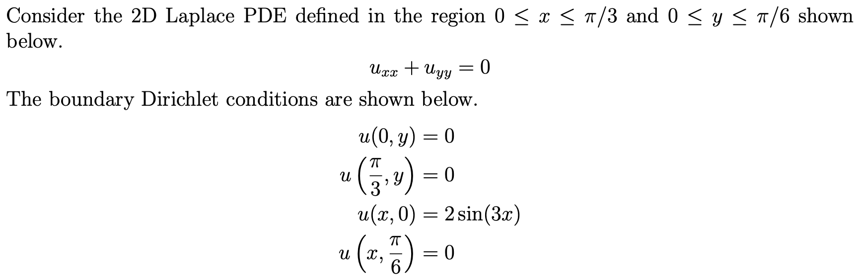 Solved Consider the 2D Laplace PDE defined in the region | Chegg.com