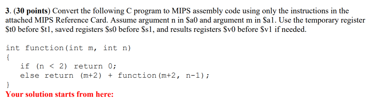 Solved C 3. (30 points) Convert the following C program to | Chegg.com