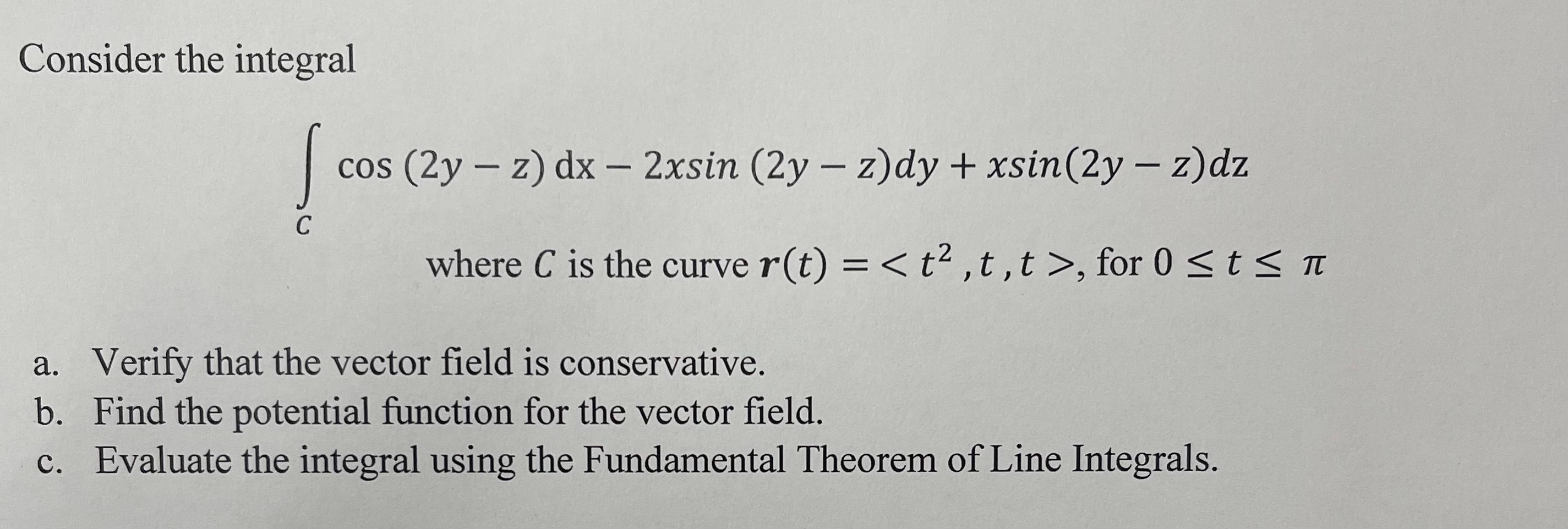 Solved Consider the integral | Chegg.com