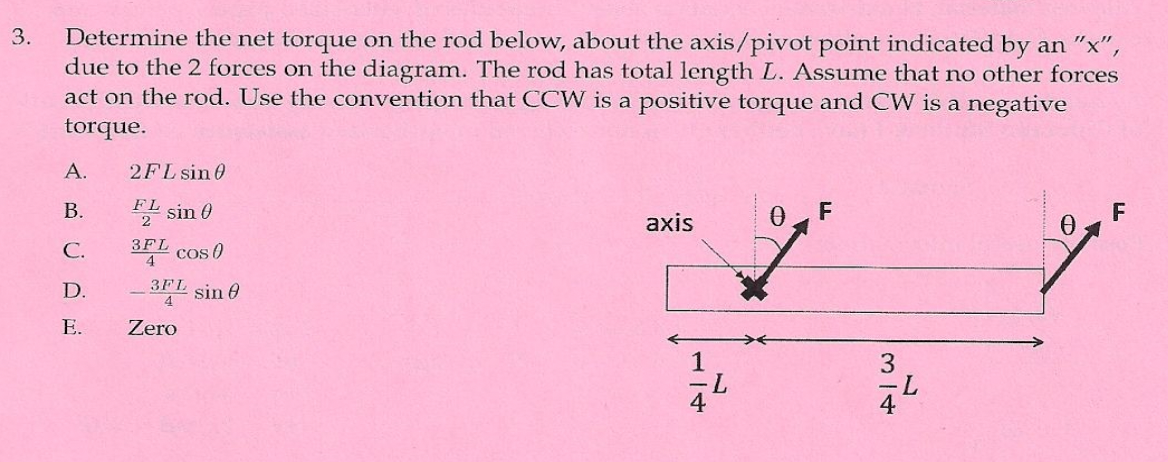 Solved Determine the net torque on the rod below, about the | Chegg.com
