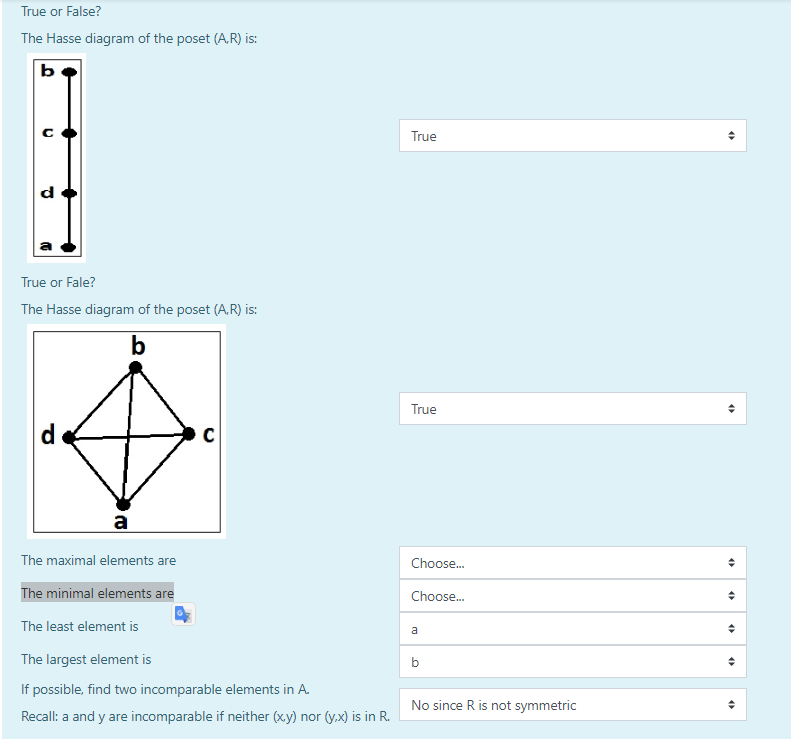 Solved Answer 1. The maximal elements are? 2. The minimal | Chegg.com
