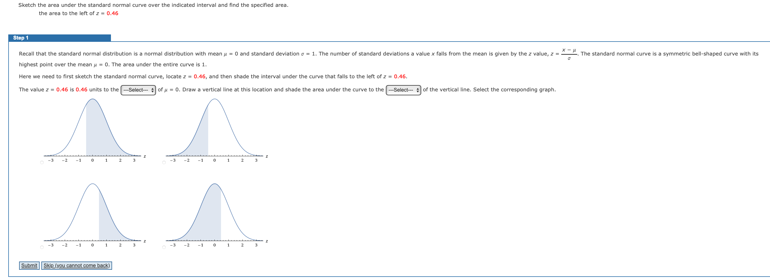 Solved Sketch the area under the standard normal curve over | Chegg.com