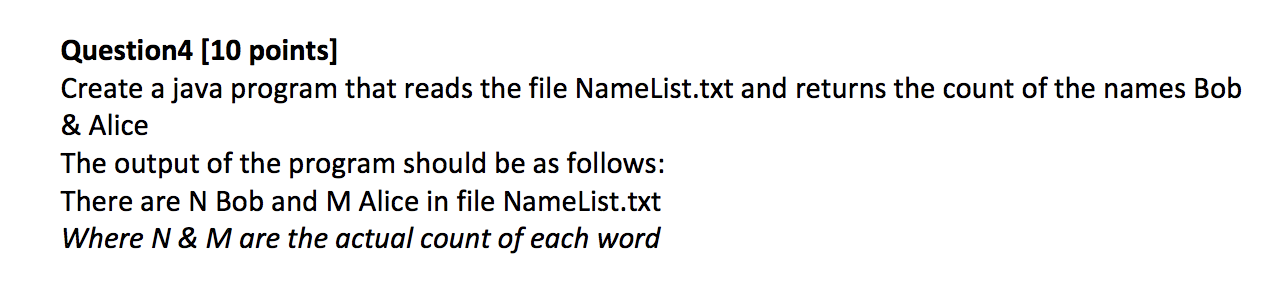 Solved Question4 [10 points] Create a java program that | Chegg.com