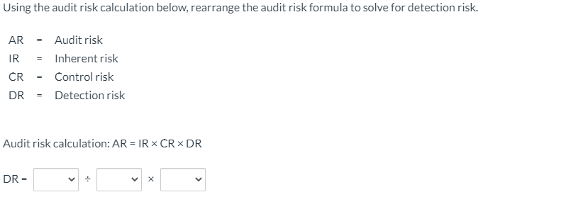 Solved Using the audit risk calculation below, rearrange the | Chegg.com