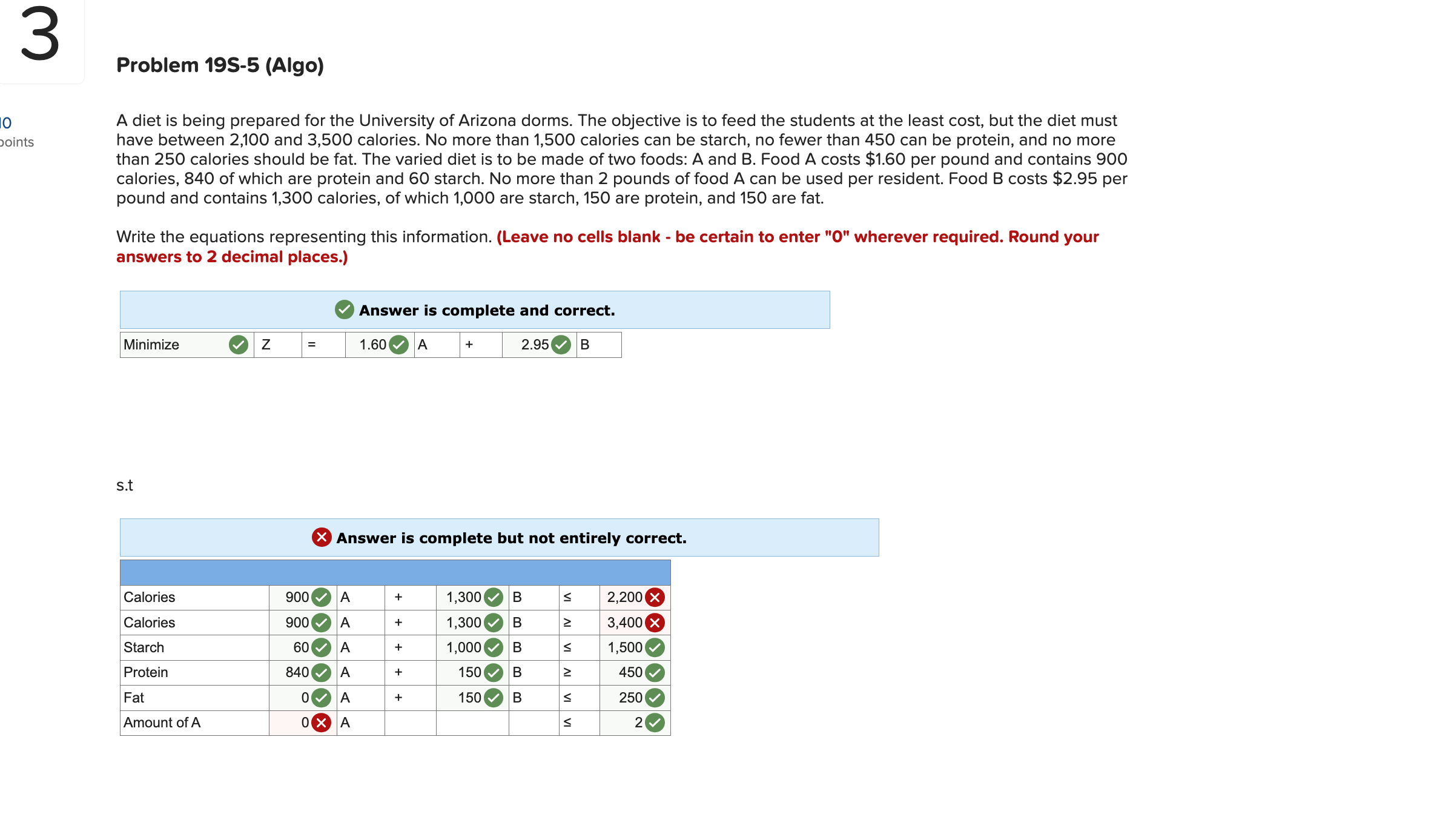 Solved A diet is being prepared for the University of | Chegg.com