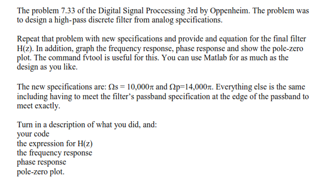 Solved The problem 7.33 of the Digital Signal Proccessing | Chegg.com