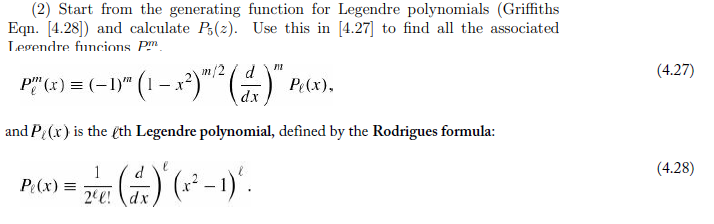 Solved (2) Start from the generating function for Legendre | Chegg.com