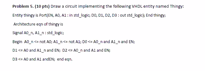 Solved Problem 5. (10 pts) Draw a circuit implementing the | Chegg.com