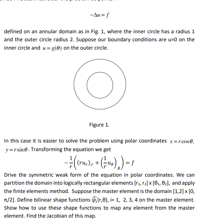 -Au=f defined on an annular domain as in Fig. 1, | Chegg.com