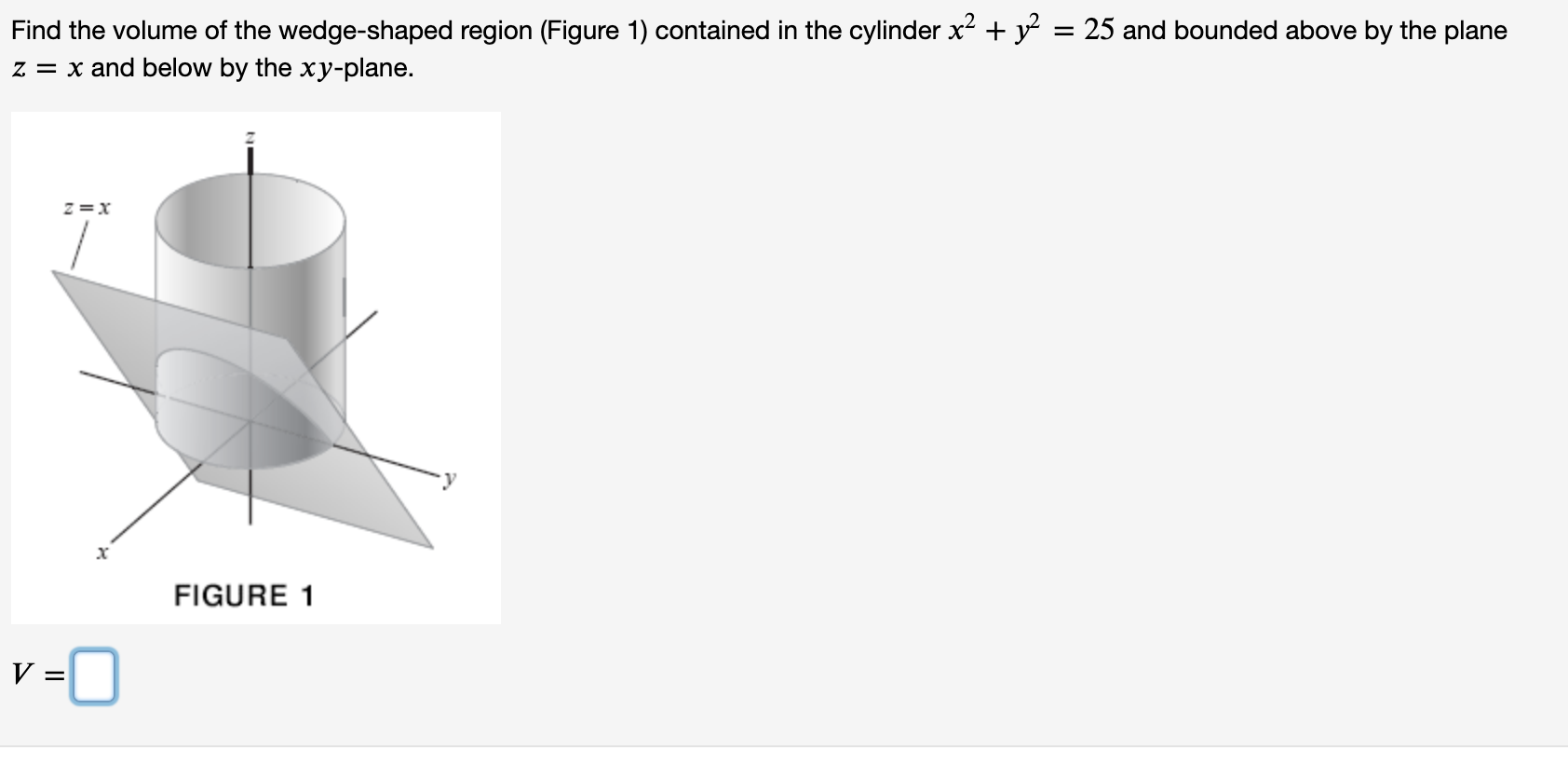 Solved Find the volume of the wedge-shaped region (Figure 1) | Chegg.com