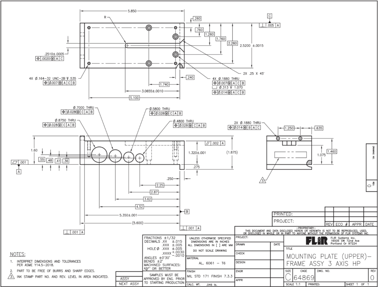Solved Refer to the print of the MOUNTING PLATE | Chegg.com