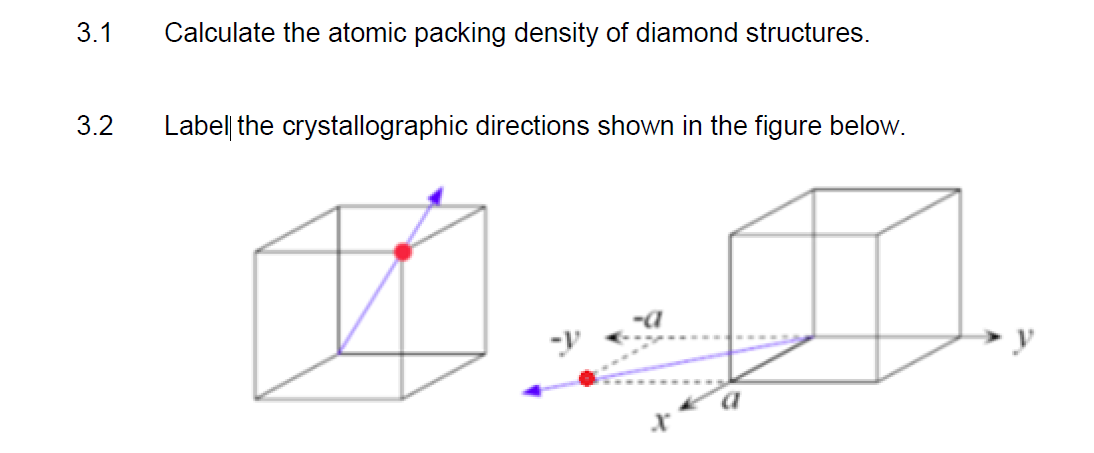 Solved 3.1 Calculate the atomic packing density of diamond | Chegg.com