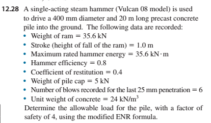 Solved 12.28 A single-acting steam hammer (Vulcan 08 model) | Chegg.com