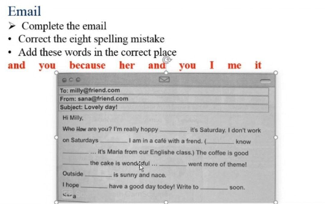 Solved Email Complete the email • Correct the eight spelling | Chegg.com