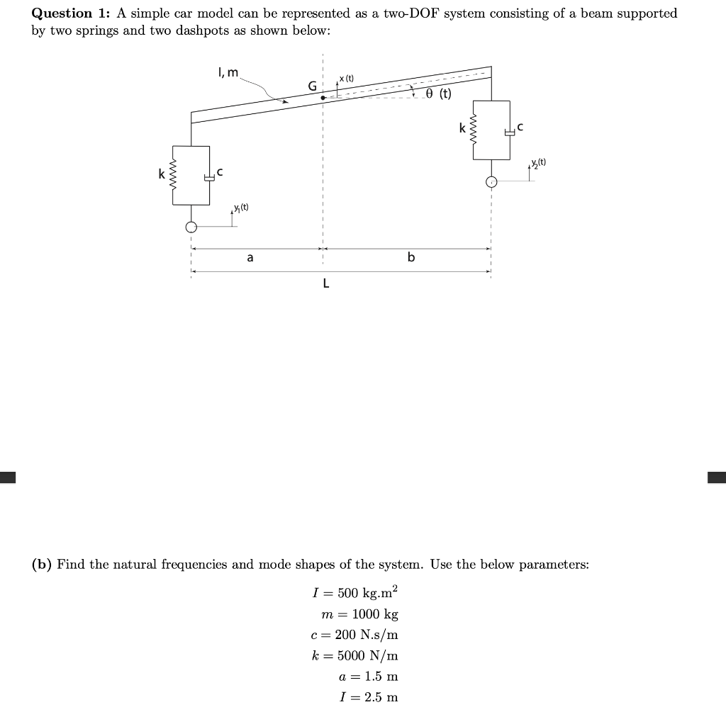 Solved Question 1: A simple car model can be represented as | Chegg.com