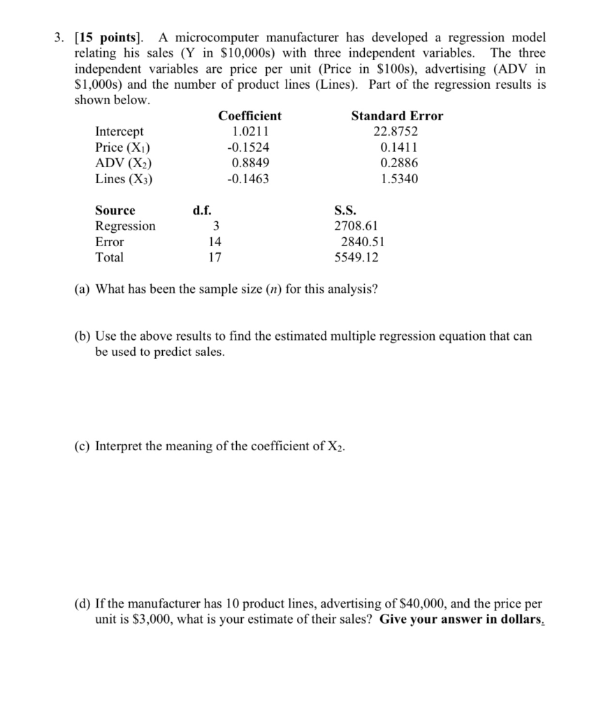 Solved 3. [15 points). A microcomputer manufacturer has | Chegg.com