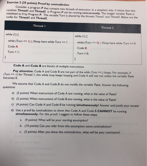 Solved Exercise 2 (25 points) Proof by contradiction | Chegg.com