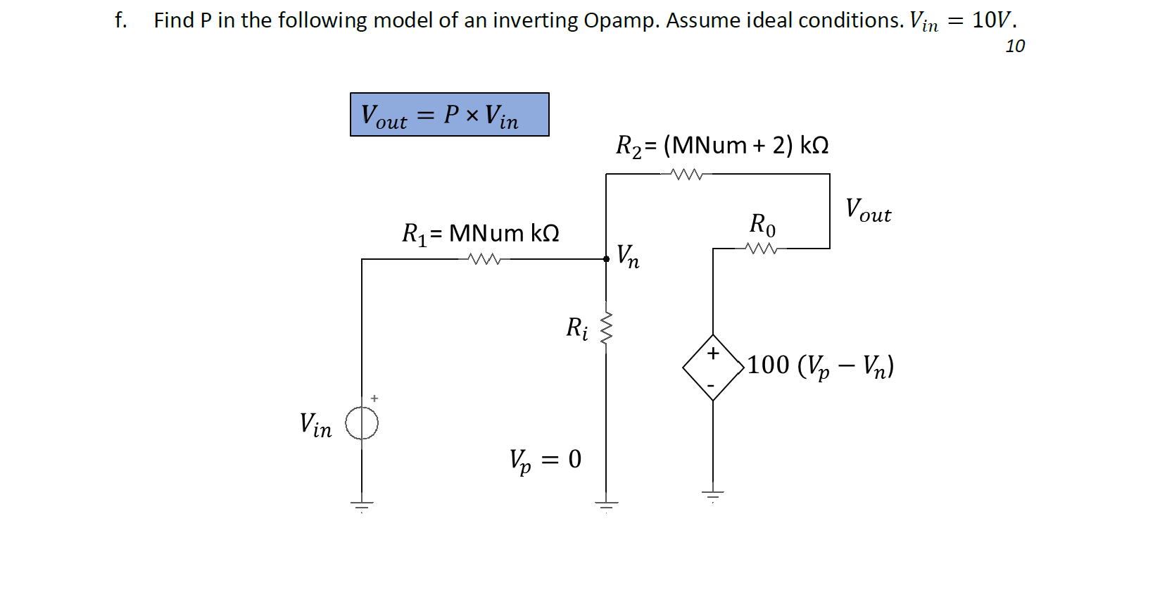 Solved f. Find P in the following model of an inverting | Chegg.com