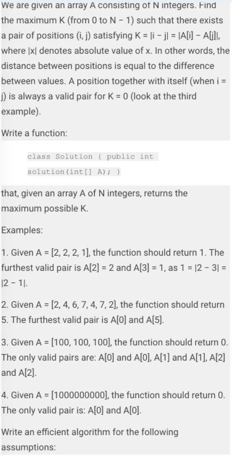 Solved We are given an array A consisting of N integers. | Chegg.com