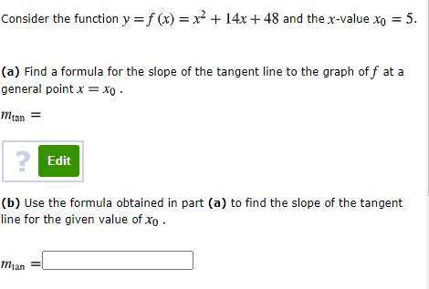 Solved Consider the function y=f(x) = x2 + 14x +48 and the | Chegg.com
