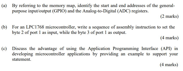 Solved Q3 Figure Q3 shows the memory mapped 1/0 of a LPC1768 | Chegg.com
