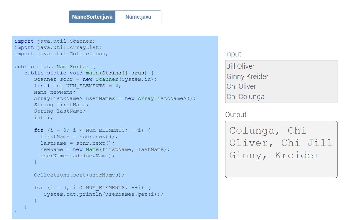 Solved NameSorter.java Name.java doverride public string | Chegg.com