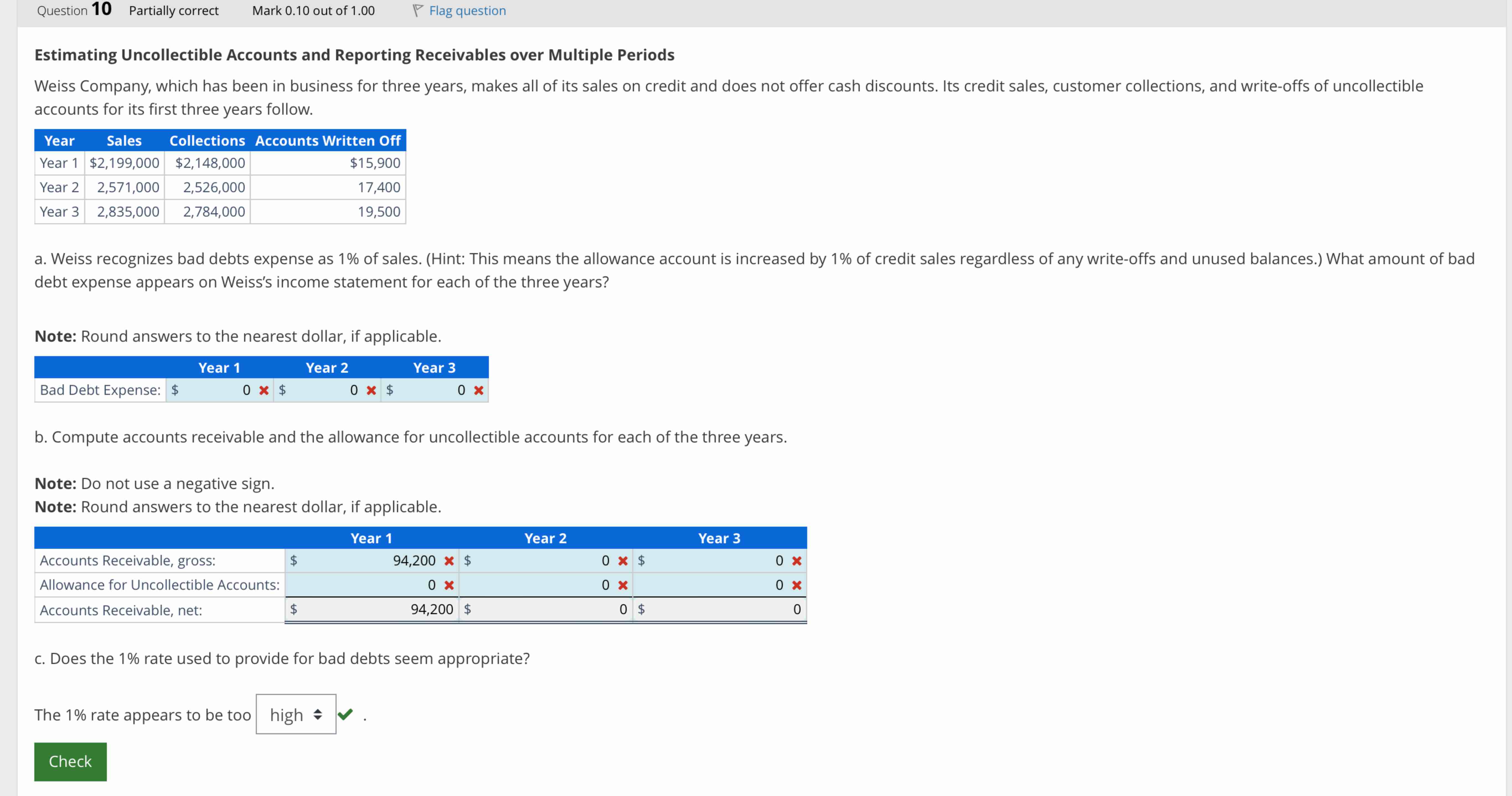 Solved Estimating Uncollectible Accounts and Reporting | Chegg.com