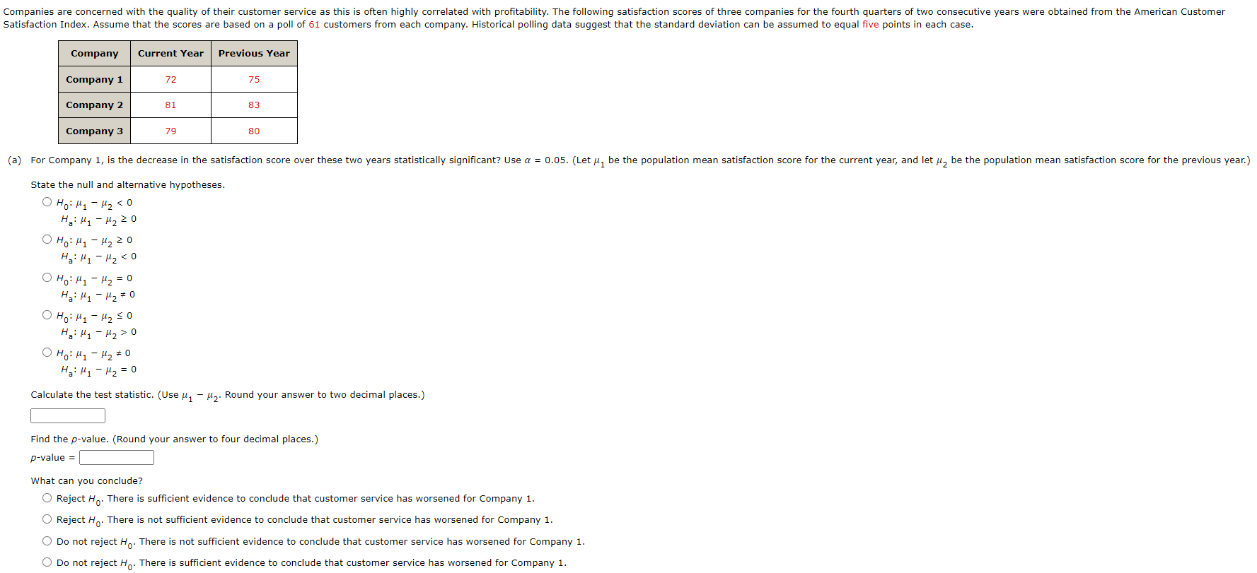 Solved State the null and alternative hypotheses. | Chegg.com