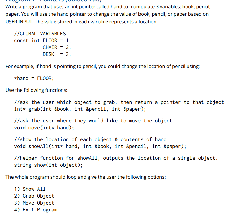 Solved Write a program that uses an int pointer called hand | Chegg.com