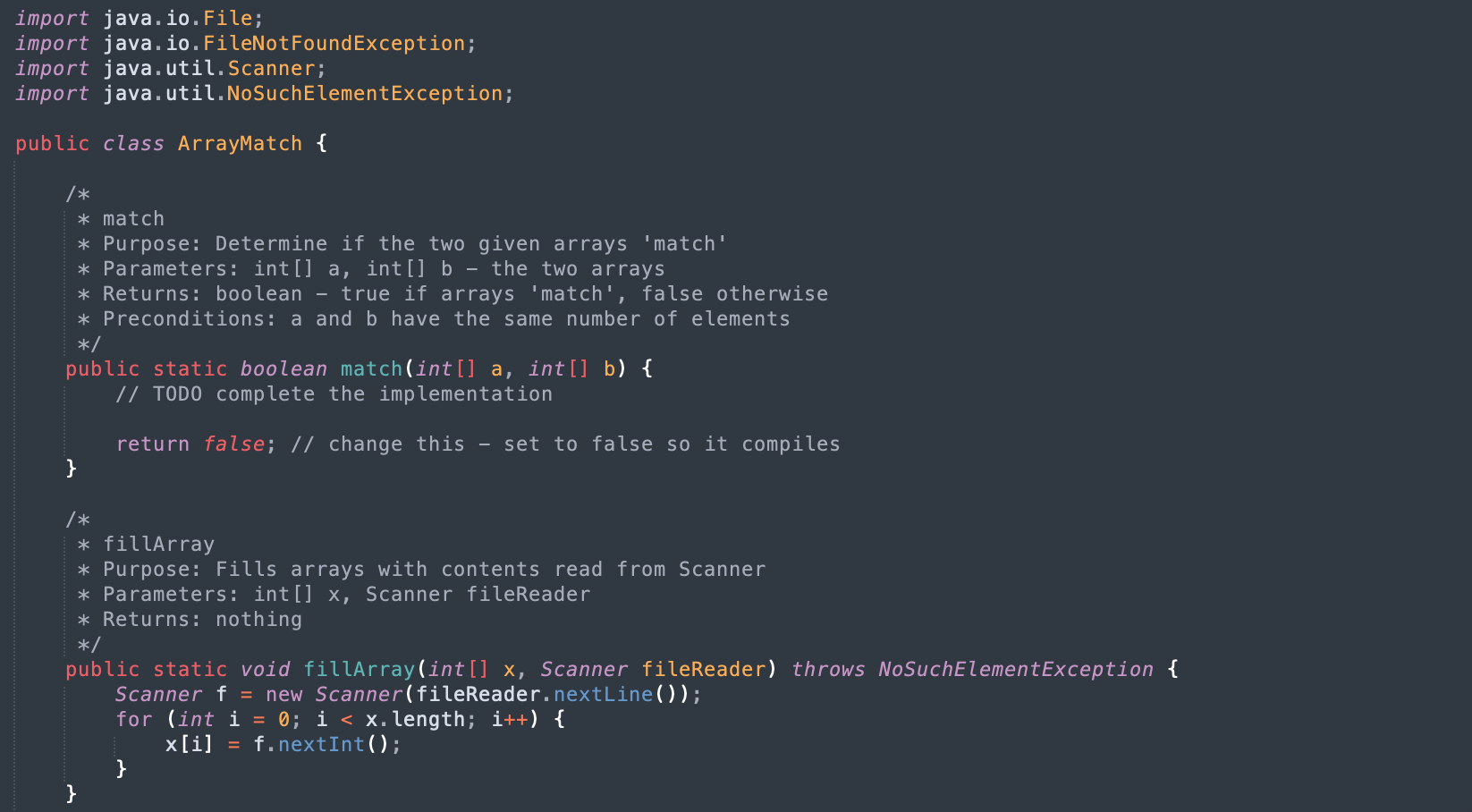 Solved 3. Complete the implementation of the match method in | Chegg.com