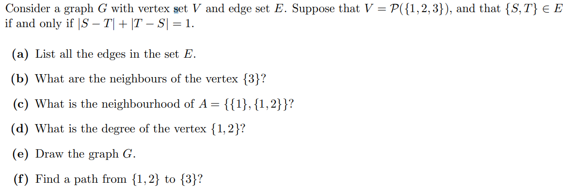 Solved Consider a graph G with vertex set V and edge set E. | Chegg.com