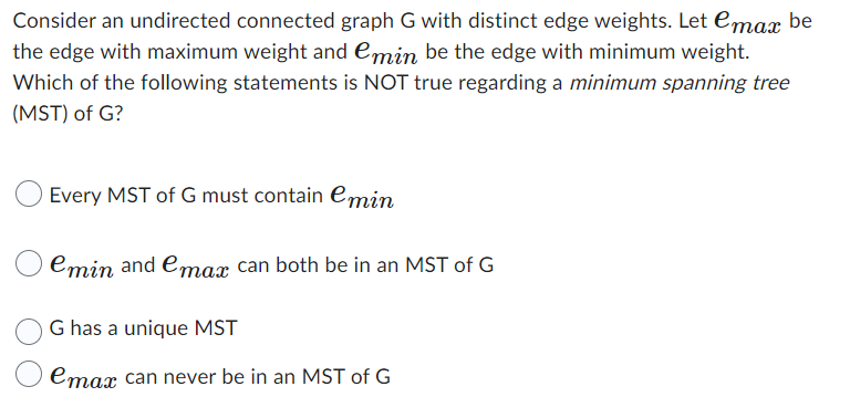 Consider an undirected connected graph G with | Chegg.com