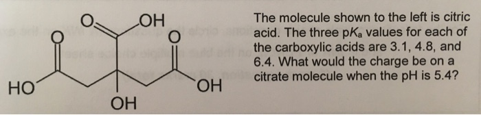 Solved The molecule shown to the left is citric acid. The | Chegg.com