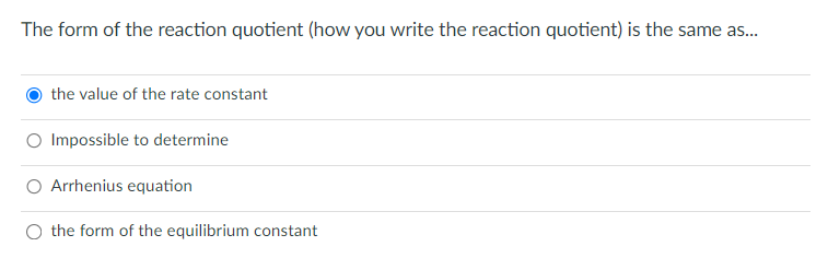 Solved The form of the reaction quotient (how you write the | Chegg.com