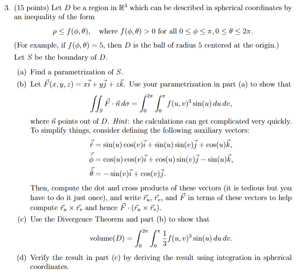 Solved (15 points) Let D be a region in R3 which can be | Chegg.com