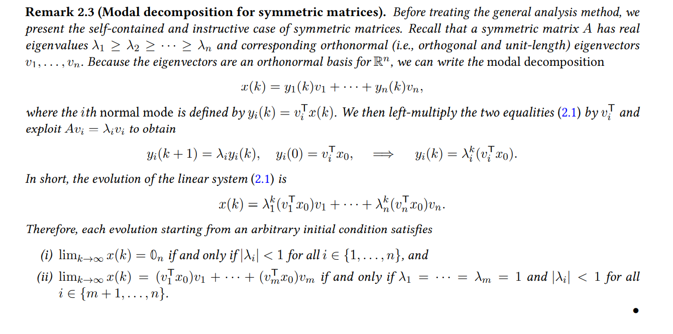 = Remark 2.3 (Modal decomposition for symmetric | Chegg.com
