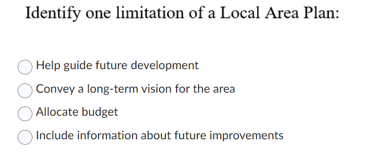 Solved Identify one limitation of a Local Area Plan: Help | Chegg.com