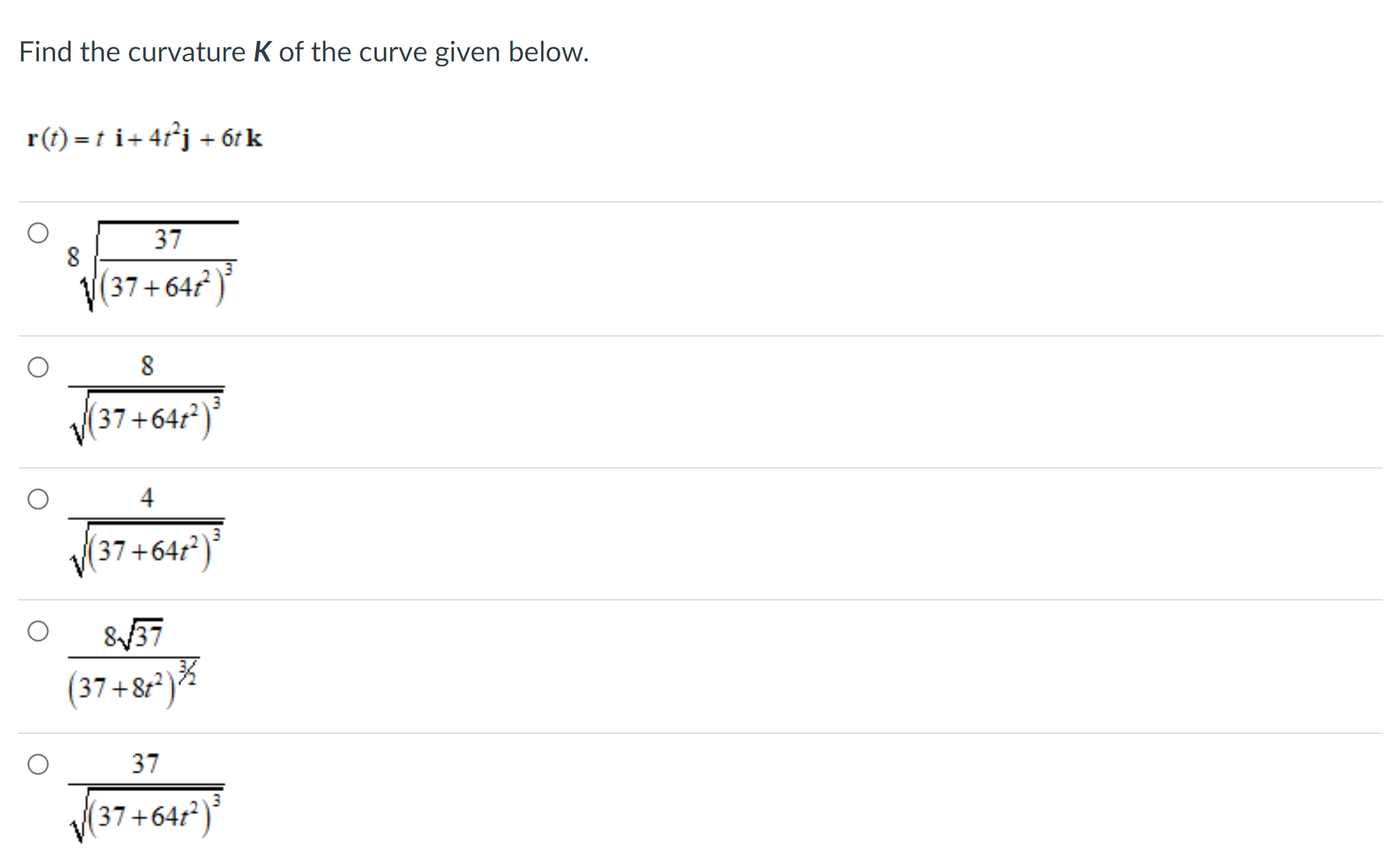 Solved Find the curvature K of the curve given below. | Chegg.com