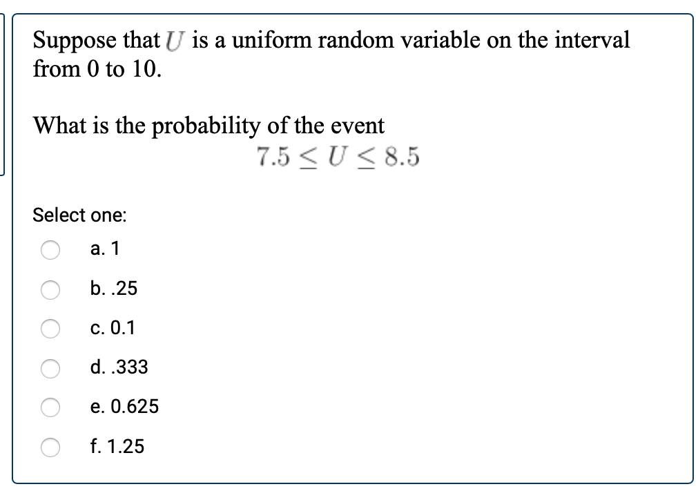 Solved Suppose That U Is A Uniform Random Variable On The