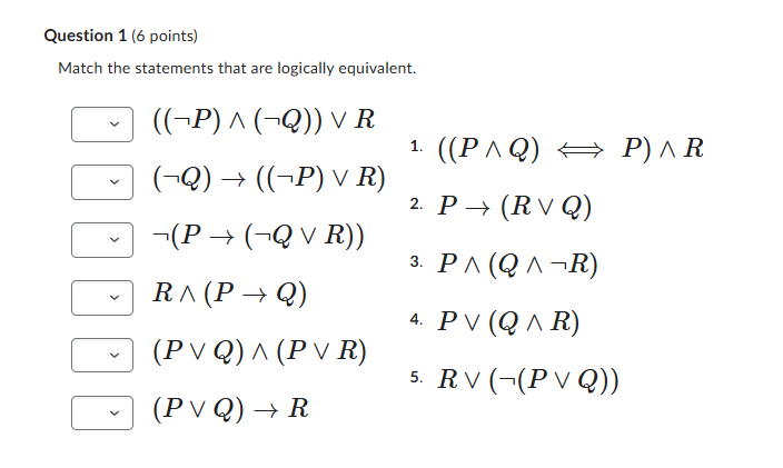 Solved Question 1 (6 ﻿points)Match the statements that are | Chegg.com