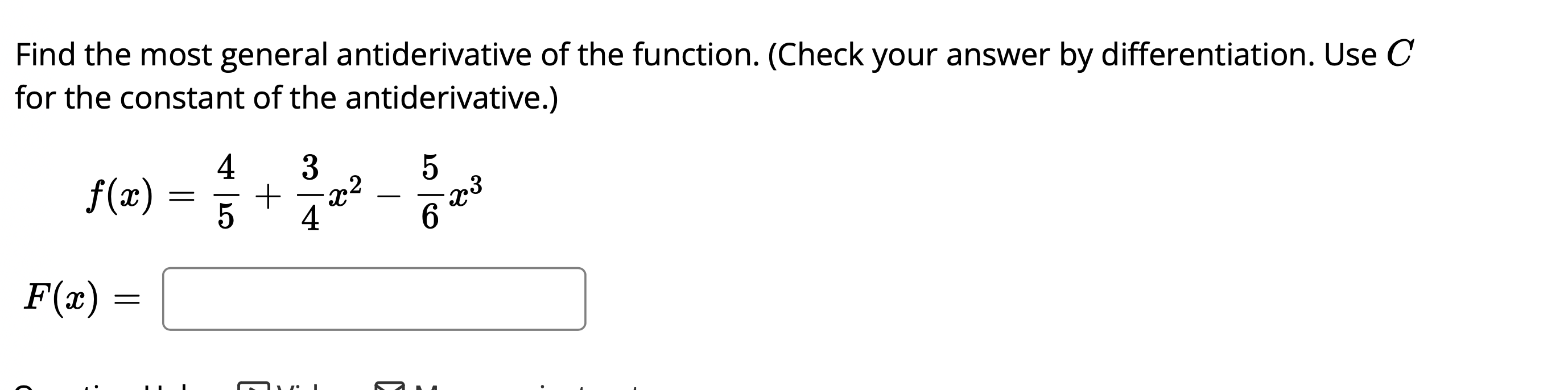 Solved Find The Most General Antiderivative Of The Function
