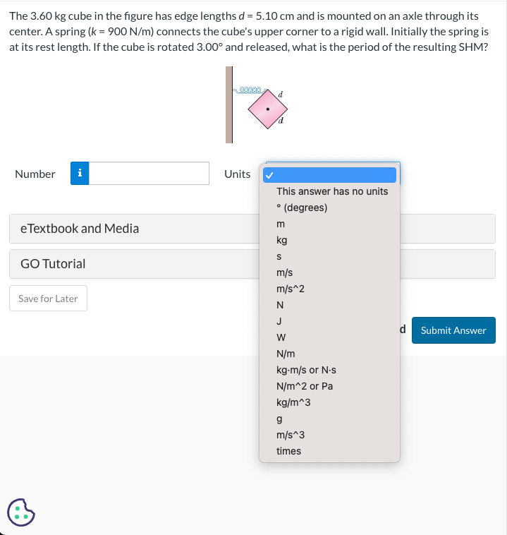 Solved The \\( 3.60 \\mathrm{~kg} \\) cube in the figure has | Chegg.com